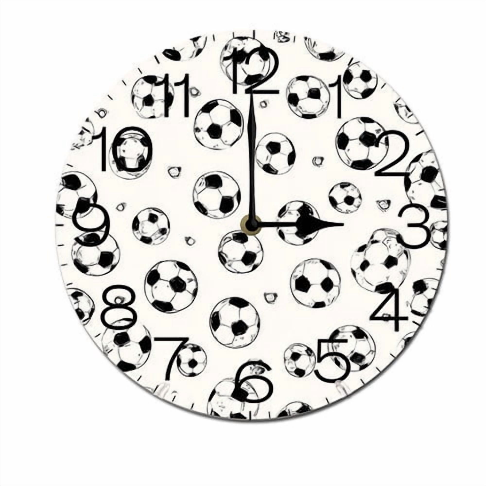 ZXCXRQFa Football Sport Soccer Ball Vintage Silent Non Ticking Round ...