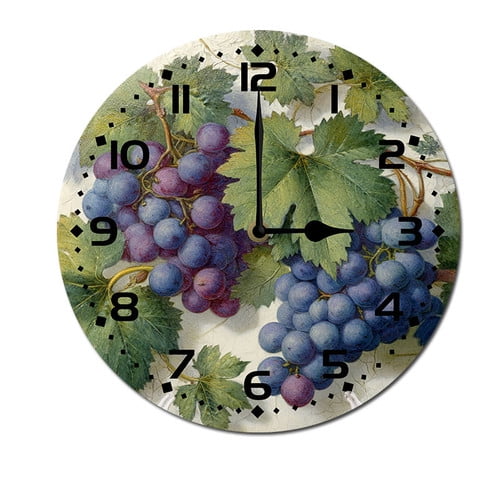 ZXCXRQFa Fruits Grape Silent Wall Clock Round - Non-Ticking Desk Clock ...