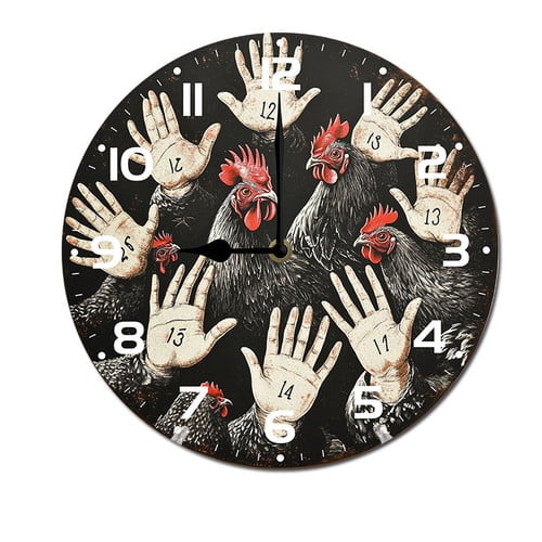 ZXCXRQFa Funny Farm Rooster Chicken Silent Wall Clocks for Living Room ...