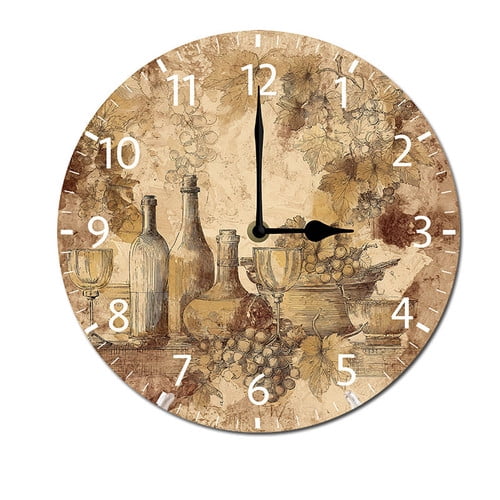 ZXCXRQFa Grapes Wine Glass Bottle Wall Clock Art Hanging Clocks Silent ...