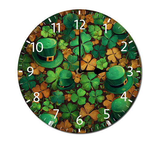 ZXCXRQFa Green Shamrock Saint Patricks Day Silent Wall Clock for ...