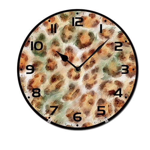 ZXCXRQFa Home Clocks Animal Leopard Print Wood Wall Clock Silent Non ...