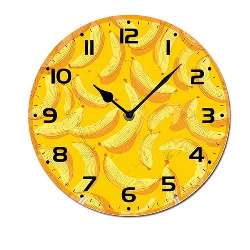 ZXCXRQFa Home Clocks Banana Pattern Fruit Wall Clock Art Hanging Clocks ...