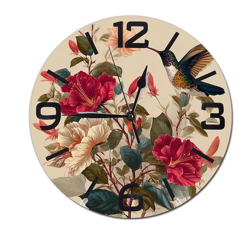 ZXCXRQFa Hummingbird Bird Sunflower Wall Clock Art Hanging Clocks ...
