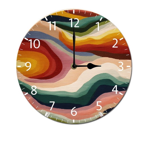 ZXCXRQFa Rainbow Striped Watercolor Wall Clocks for Living Room Decor ...