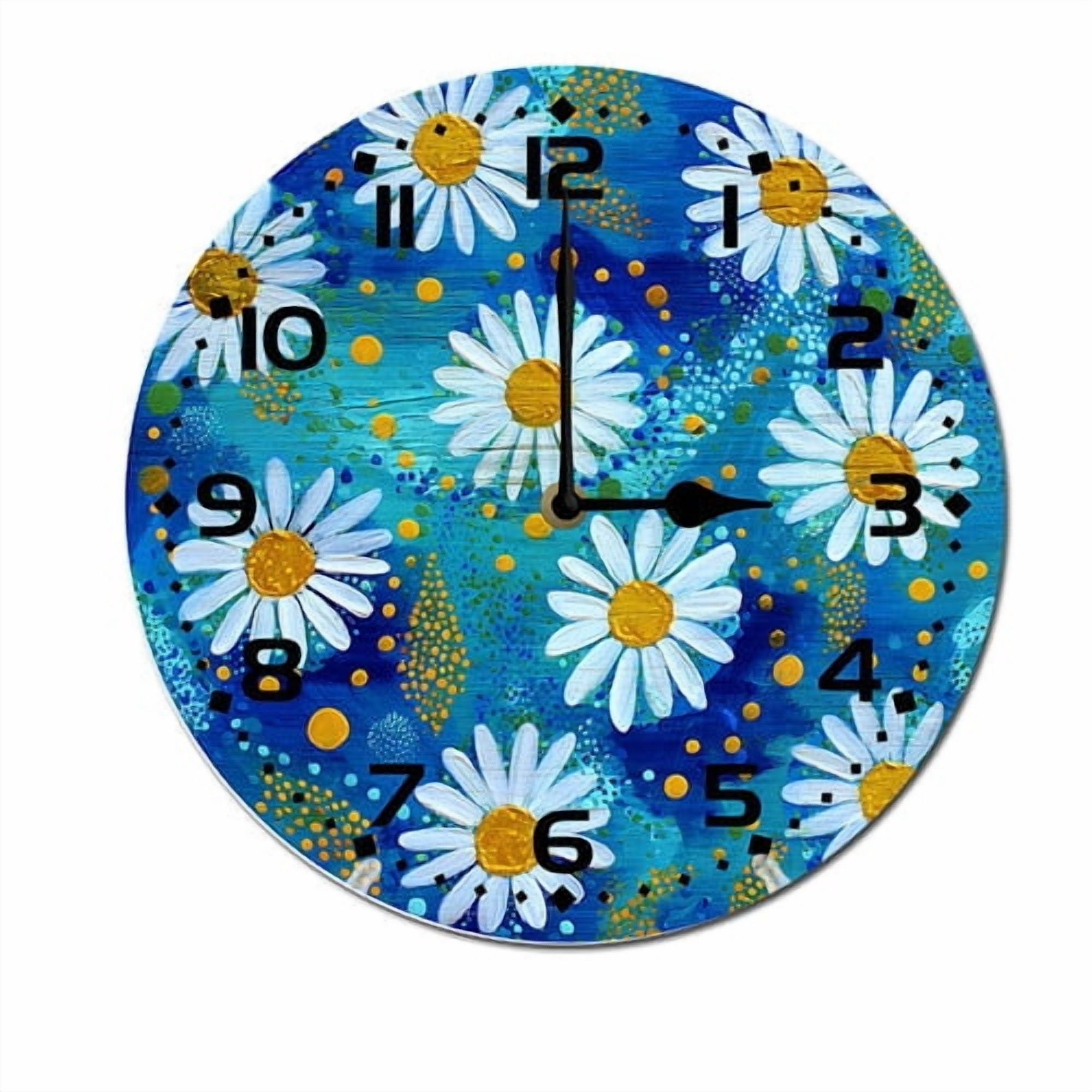 ZXCXRQFa Rustic Daisy Flowers Kitchen Home 10 Inch Silent Vintage ...