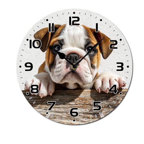 ZXCXRQFa Silent Clocks Cute Bulldog Puppy Clock Wall Decor Battery ...