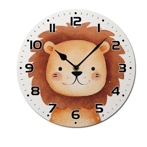ZXCXRQFa Silent Clocks Cute Lion Animal Silent Wall Clock Round - Non ...