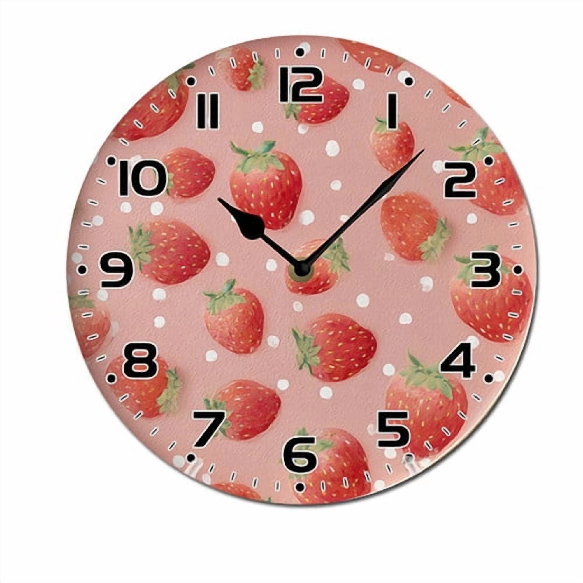 ZXCXRQFa Silent Clocks Cute Strawberry Pattern Vintage Silent Non ...