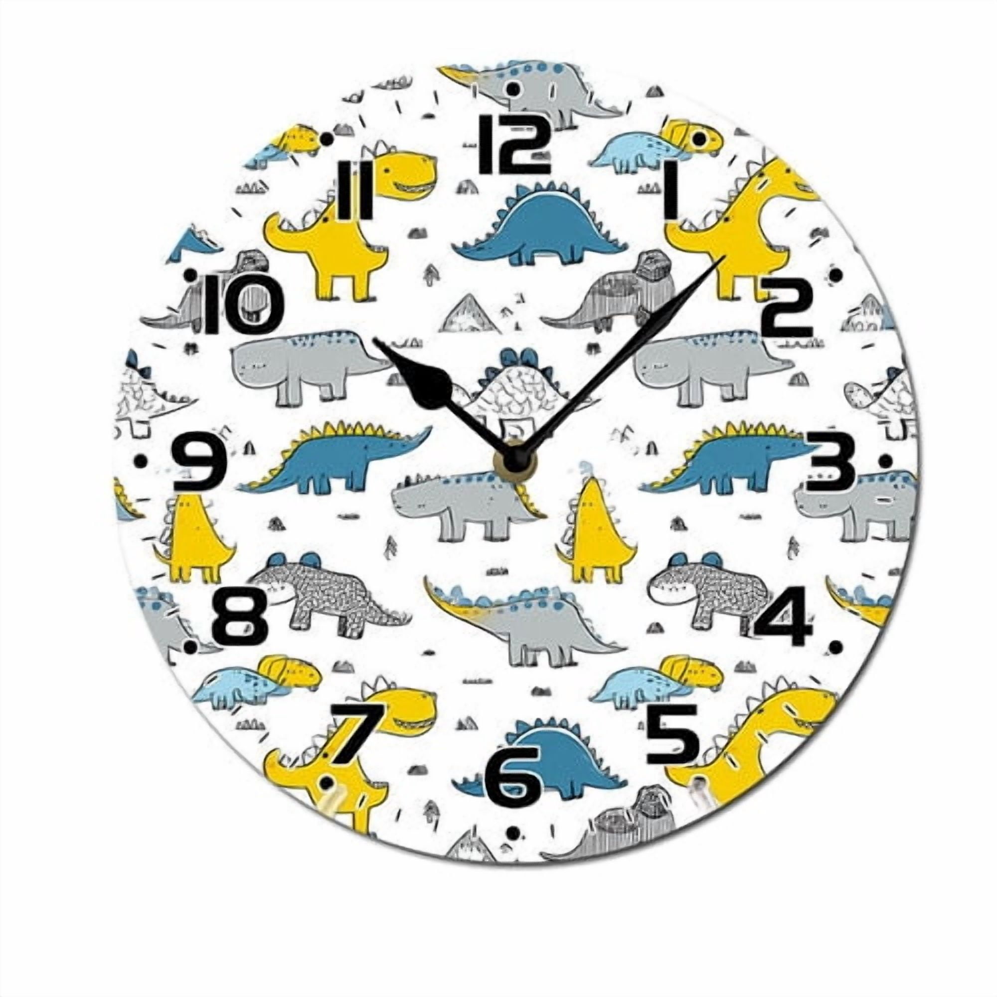 ZXCXRQFa Silent Clocks Dinosaur Cartoon Patterns Wall-Clock for Girls ...