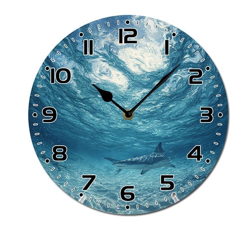 ZXCXRQFa Silent Clocks Fish Ocean Theme Wall Clock Battery Operated Non ...