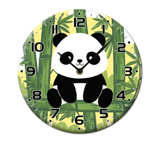 ZXCXRQFa Silent Clocks Panda Bamboo Cute Animal Forest Kitchen Home 10 ...