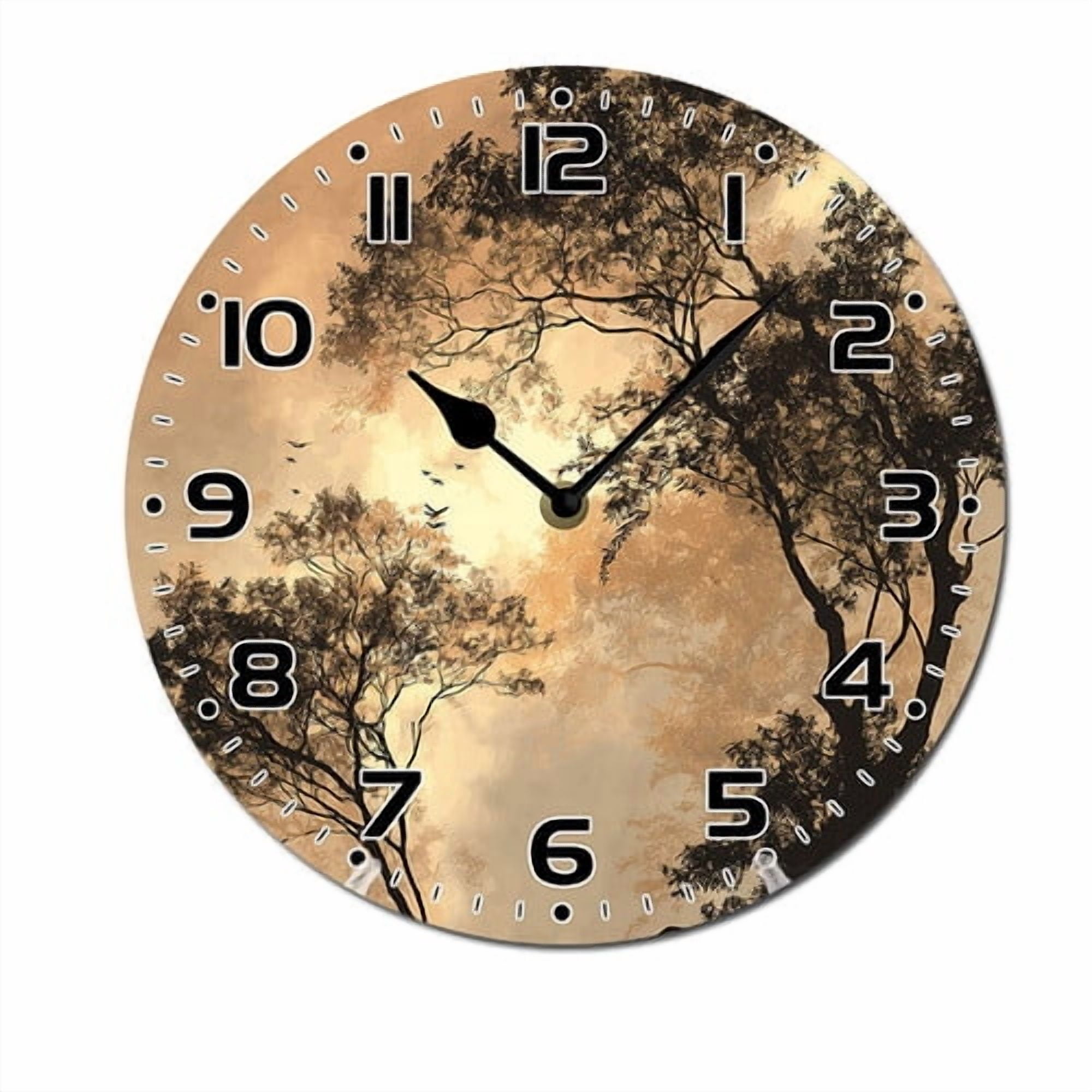ZXCXRQFa Silent Clocks Road Tree Autumn Clock Wall Decor Battery ...
