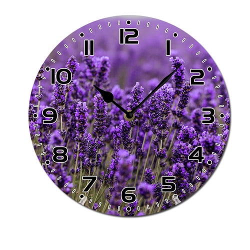 ZXCXRQFa Silent Clocks Vintage Lavender Flowers Clock Wall Decor ...