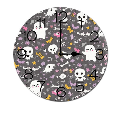 ZXCXRQFa Skull Halloween Bat Boo Wall Clocks for Living Room Decor ...