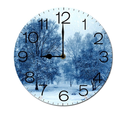 ZXCXRQFa Snowflakes Winter Forest Snow Trees Wall Clocks for Living ...