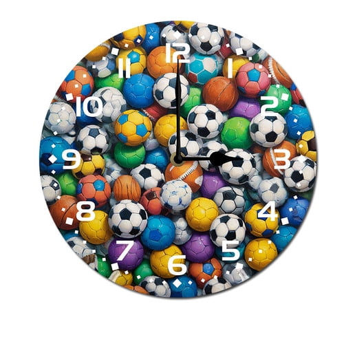 ZXCXRQFa Sport Soccer Ball Wood Wall Clock Silent Non-Ticking Kitchen ...