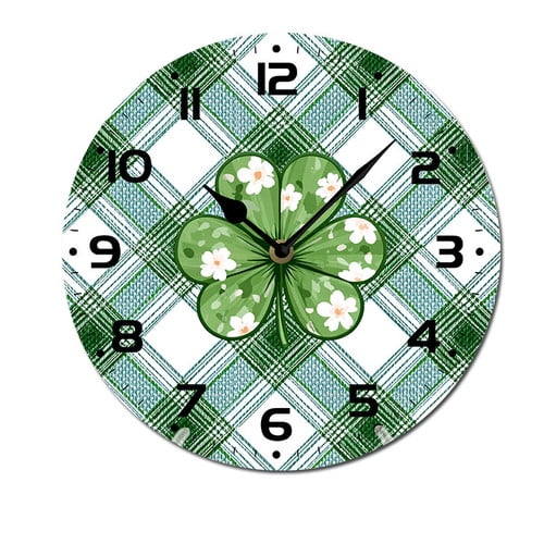 ZXCXRQFa St.Patrick's Day Wall Clocks Shamrock Clover Green Buffalo ...