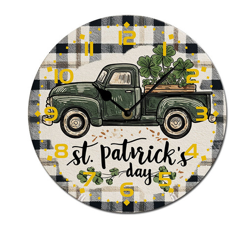 ZXCXRQFa St.Patrick's Day Wall Clocks Watercolor Truck Wall Clock ...