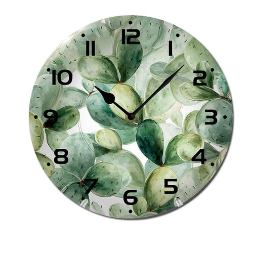 ZXCXRQFa Summer Cactus Silent Non Ticking Round Wall Clock Home Decor ...