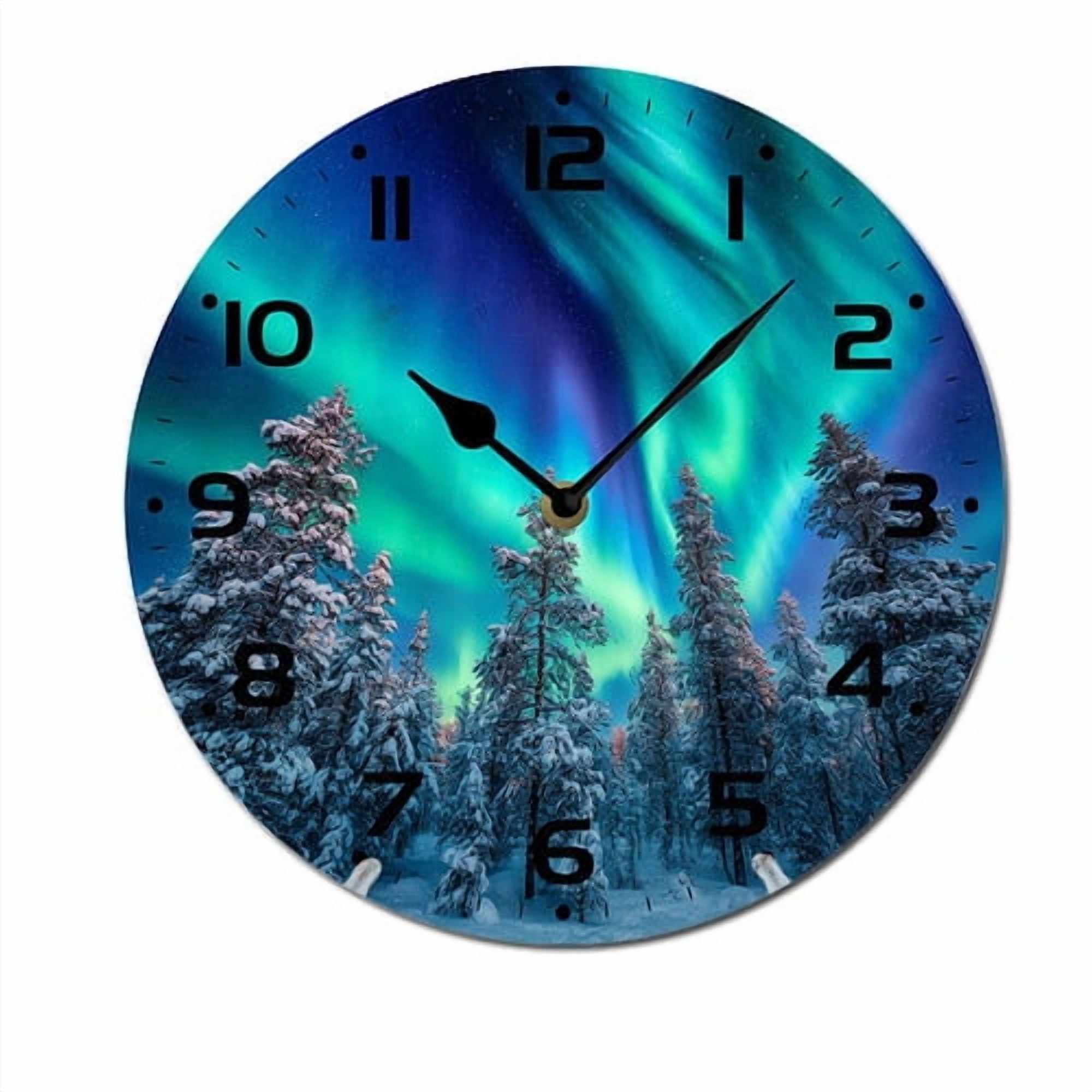 ZXCXRQFa Wall Clock Beautiful Sky Snow Wooden Holiday Desk Kitchen ...