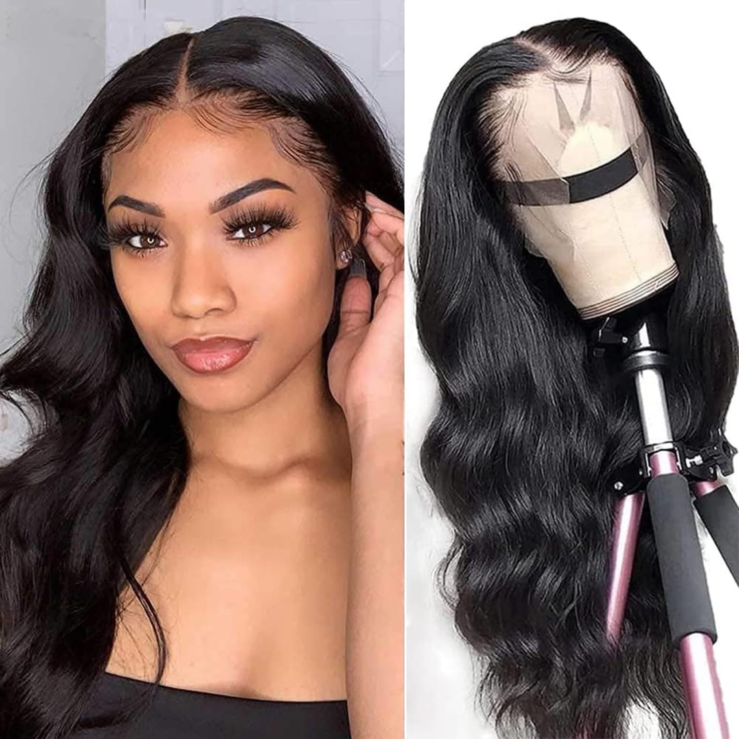 ZXFF 13x6 Wear and Go Glueless Body Wave Lace Front Wigs Human Hair HD ...