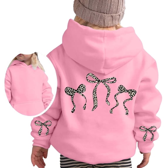 ZXLBBD Girls Hoodies Cute Bow Print Long Sleeve Soft Oversized ...