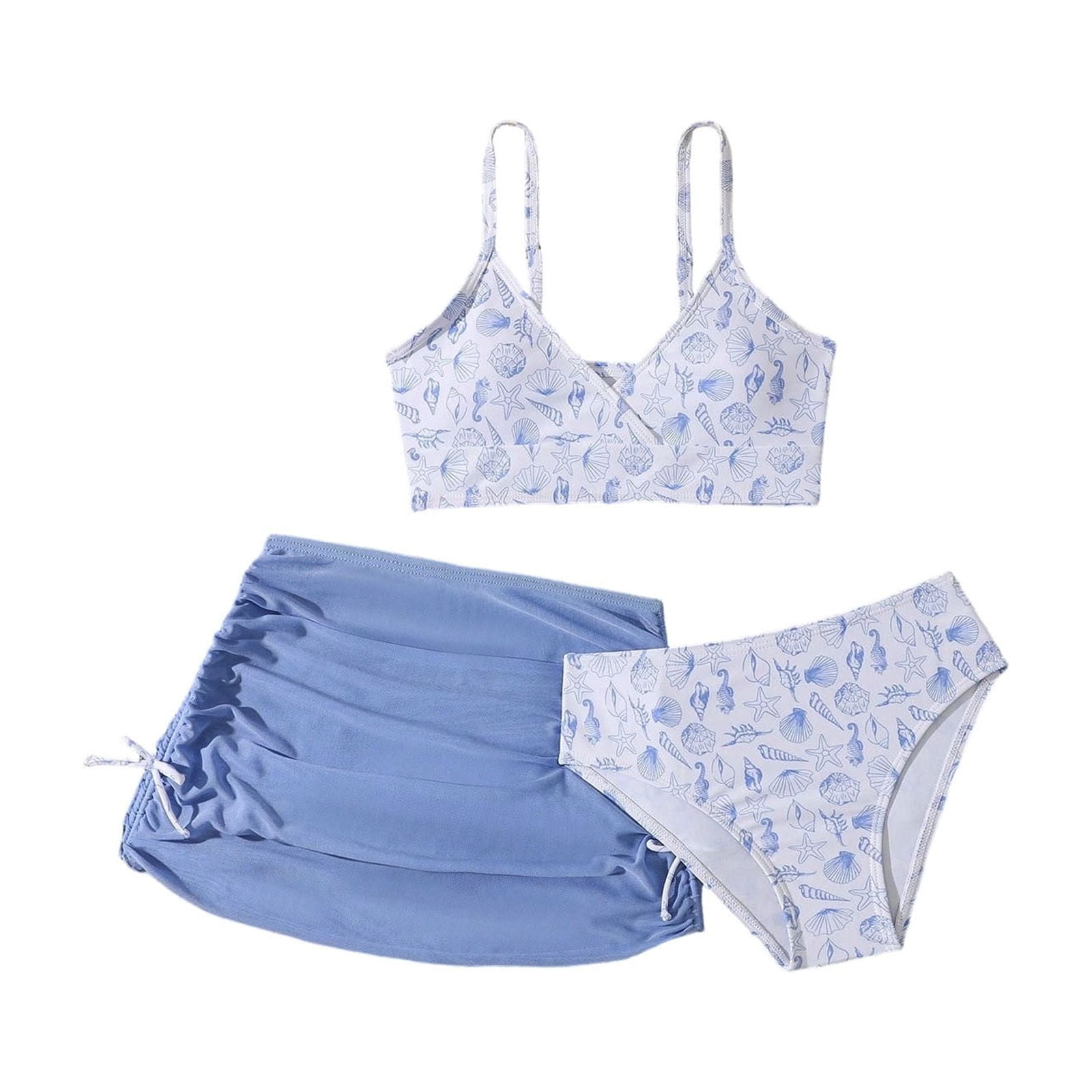 ZXLBBD Girls Swimsuits Big Kids Printed Two Piece Swimsuit Bikini Top ...