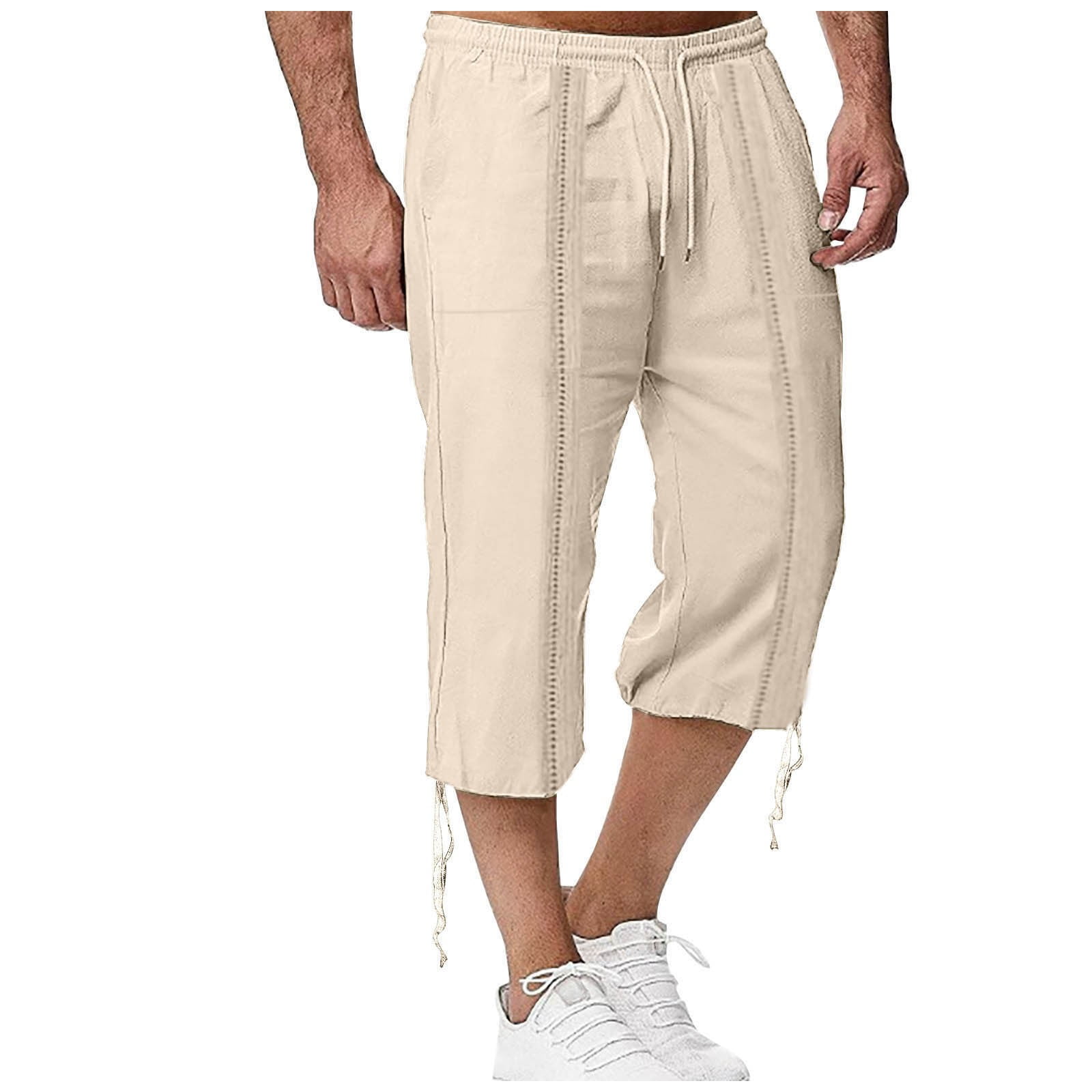 ZXLBBD Mens Spring Summer Sweatpants Jogging Pants Beach Vacation Capri ...