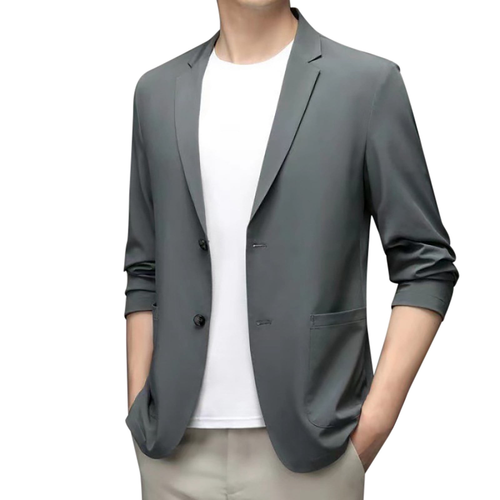 ZXLBBD Spring Summer Men's Lightweight Summer Suit Jacket Slim Fit ...