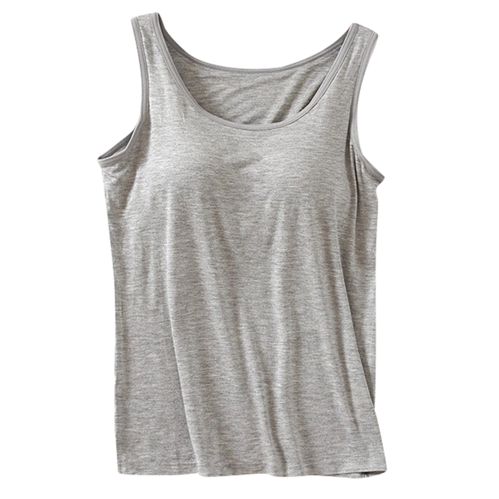 ZXLBBD Womens Tank Tops with Built In Bras Summer Crew Neck Sleeveless ...