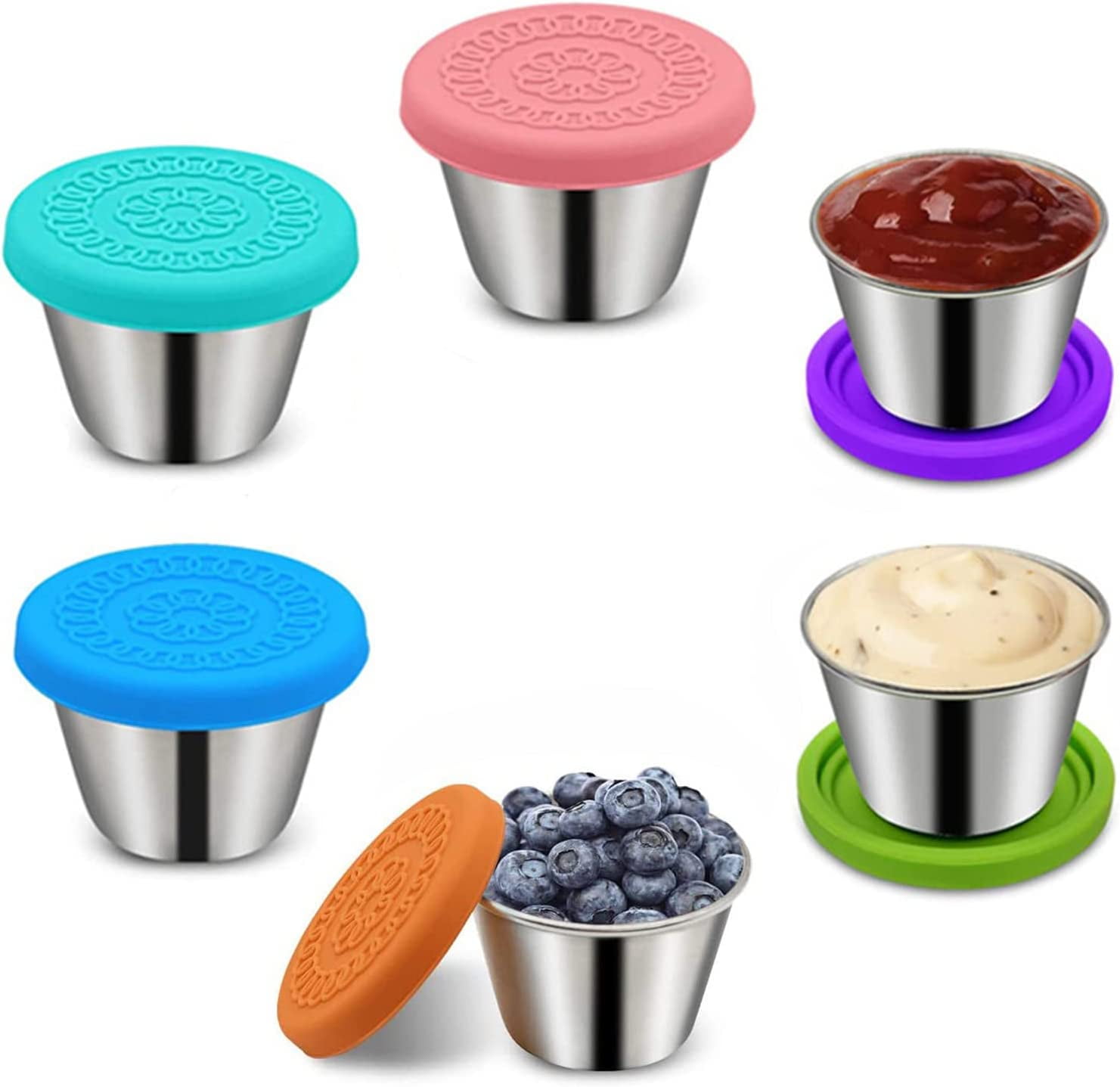 ZXM 6 Pack 2.4oz Small Condiment Containers With Lids, Salad Dressing ...