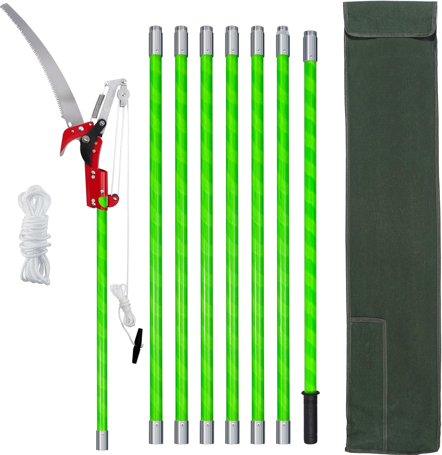 ZXMT 26 Foot Tree Trimmer Pole Manual Pruner Cutter Set Extension Cut ...