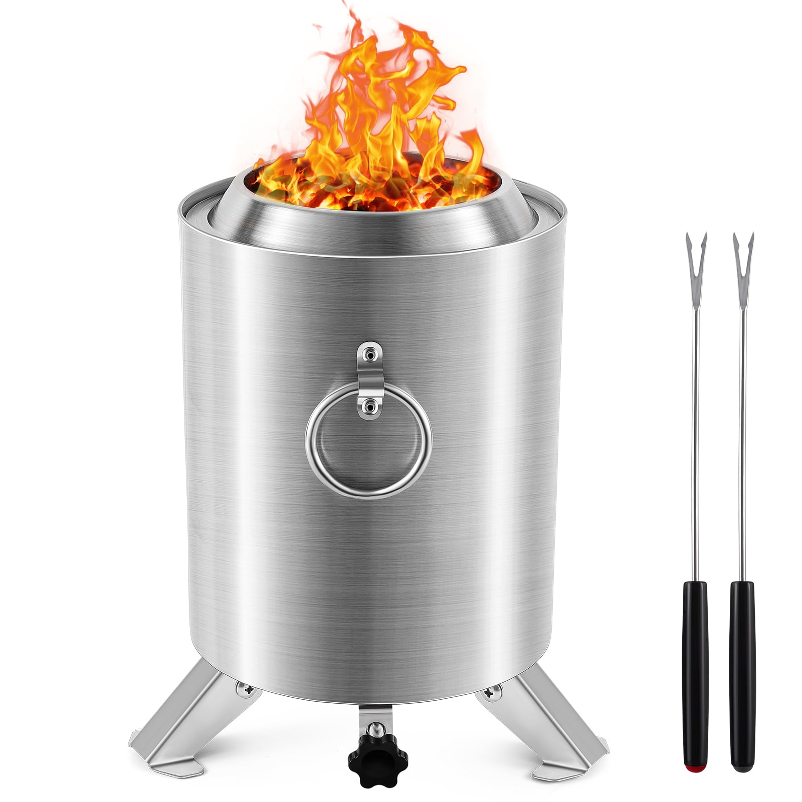 ZXMT 6.3" Smokeless Fire Pit Removable Tabletop Fire Pit (Silver ...