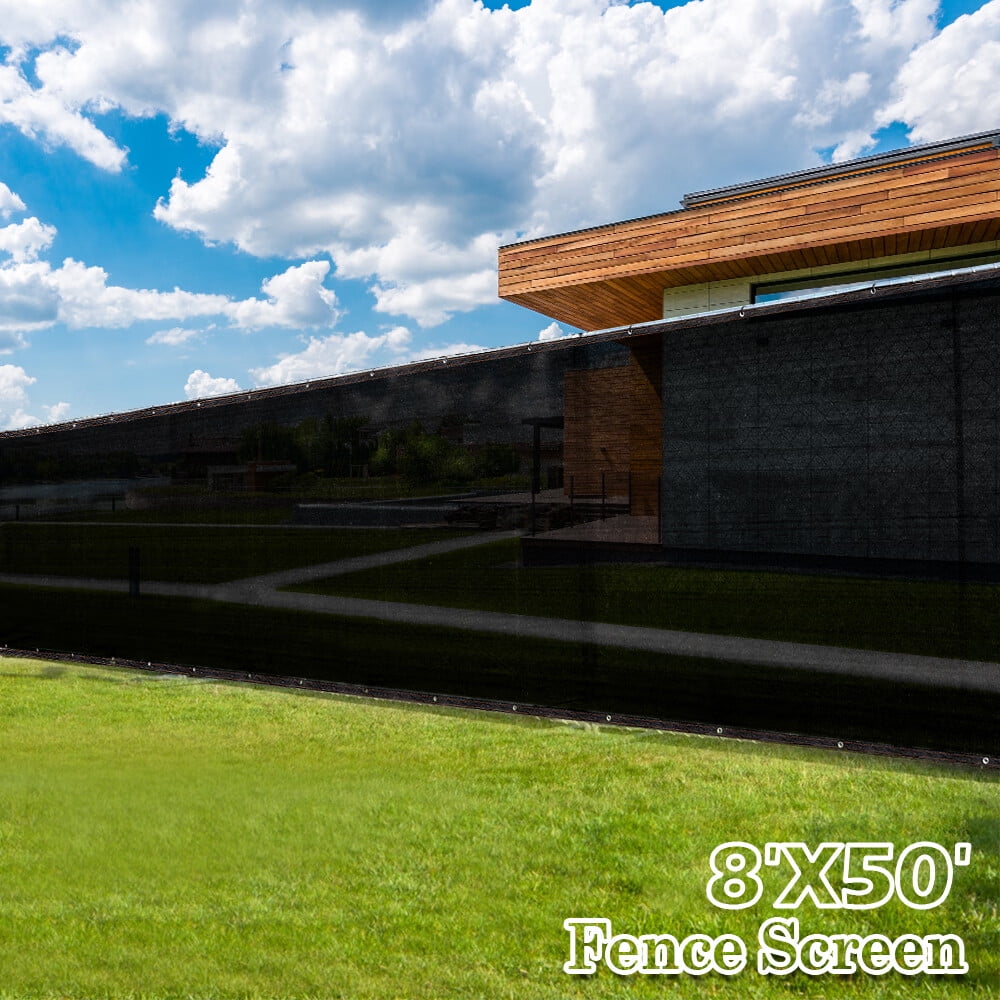 ZXMT 8'x50' Black Privacy Fence Screen Cover for Outdoor, Yard, Patio ...