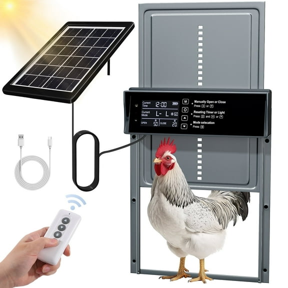 Xianers Automatic Chicken Coop Door with Timer, Solar Powered & Light ...