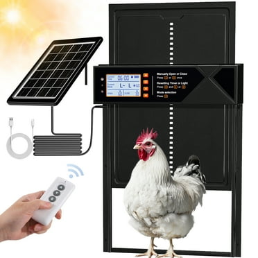 Automatic Chicken Coop Door Solar Powered, LCD Display Automatic ...