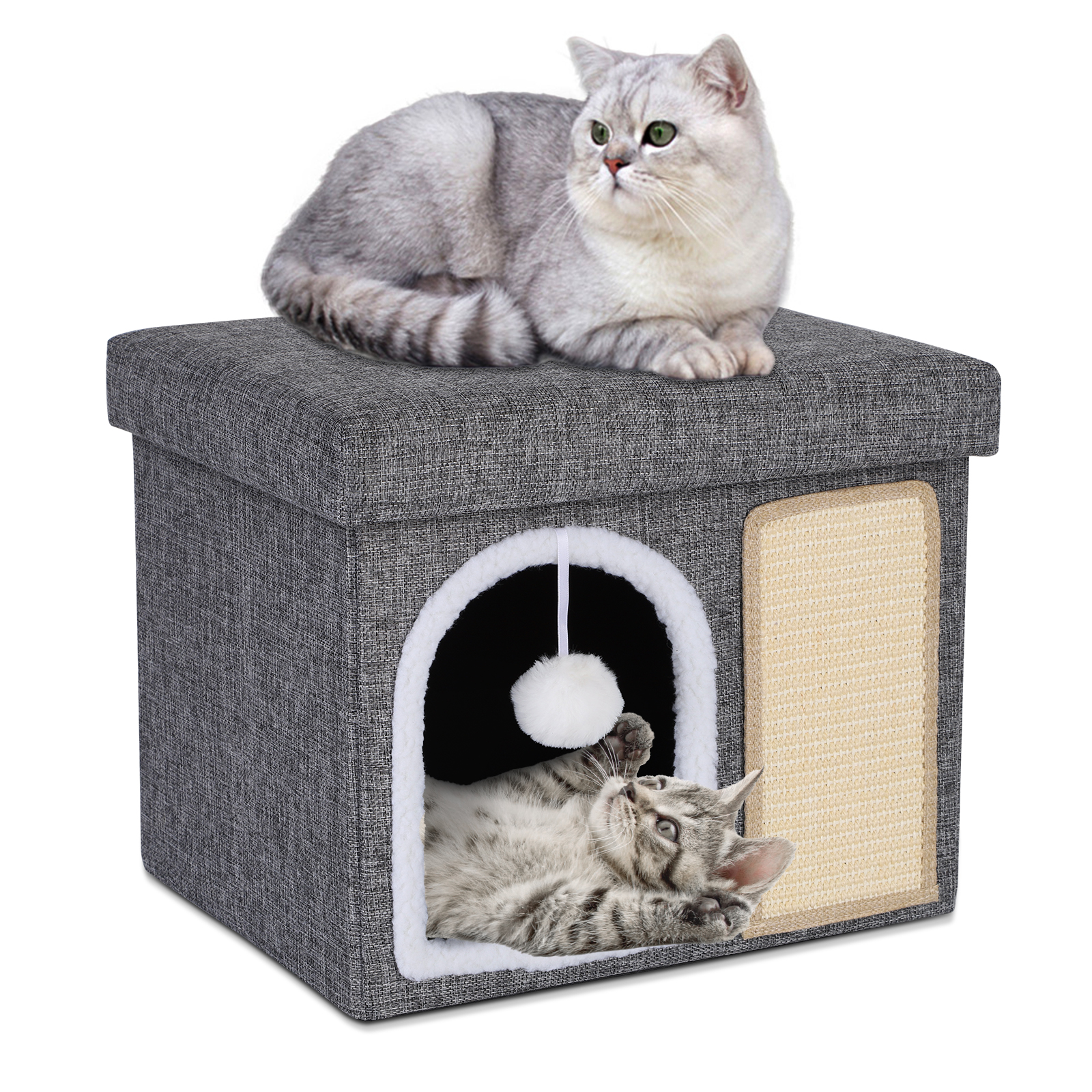 ZXMT Cat Bed for Indoor Cats,Pet Cat House Cube Kitty Cat Cave Bench ...