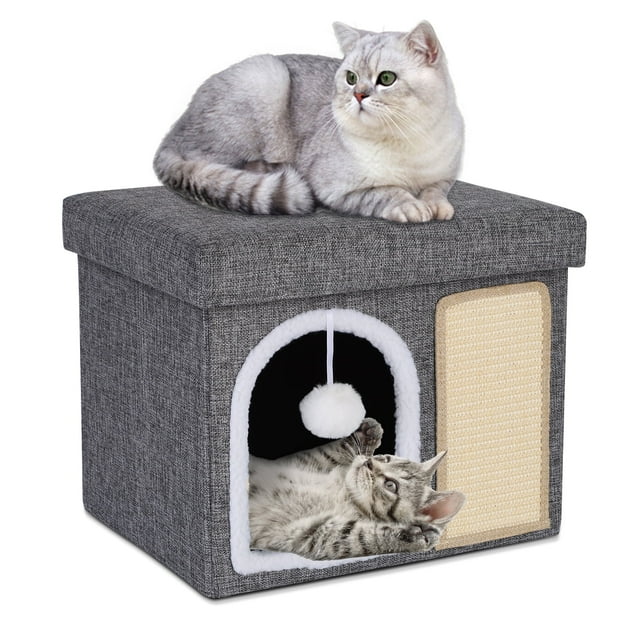 ZXMT Cat Bed for Indoor Cats,Pet Cat House Cube Kitty Cat Cave Bench ...