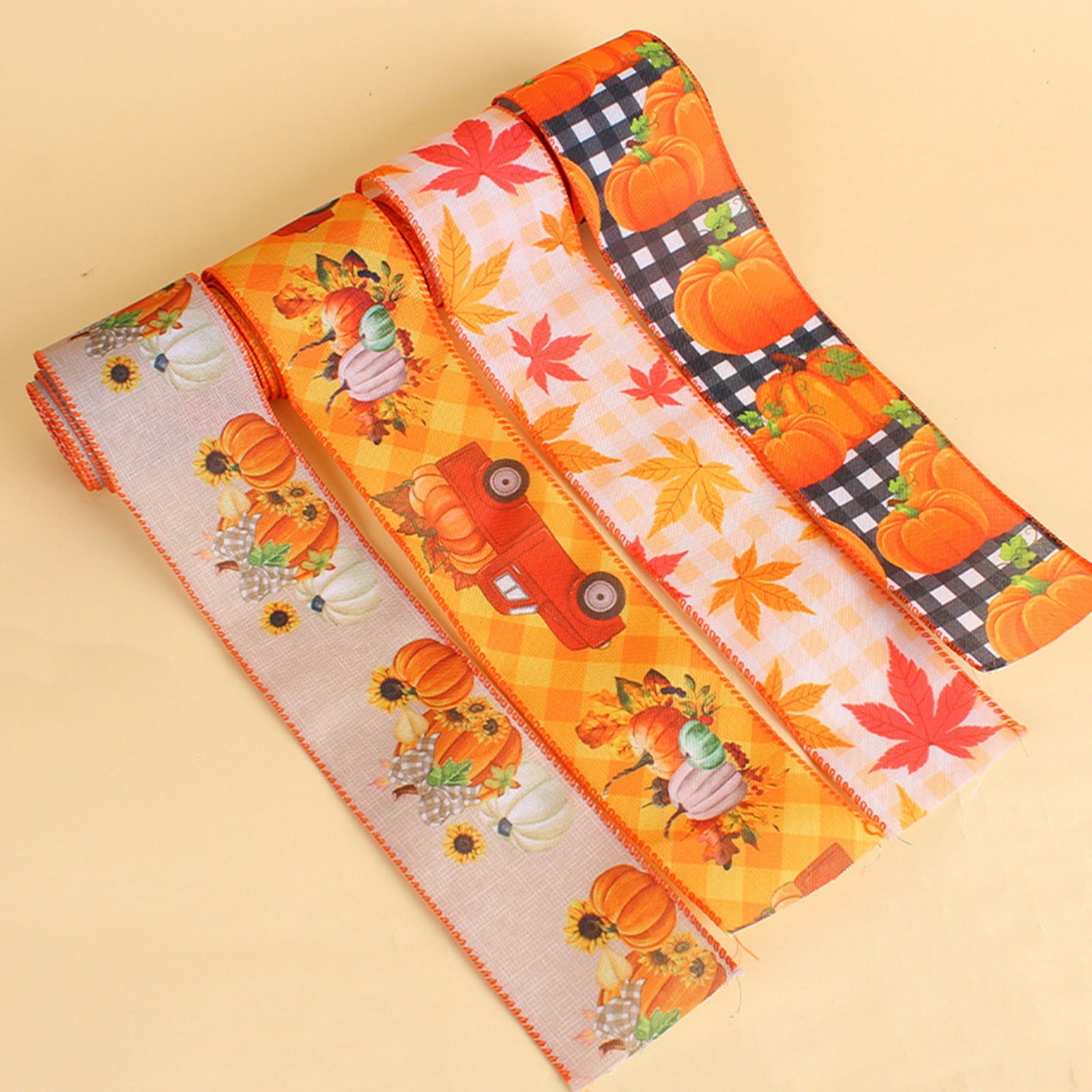 ZXNWN Big Clearance Fall Autumn Wired Edge Ribbon Thanksgiving Wired ...