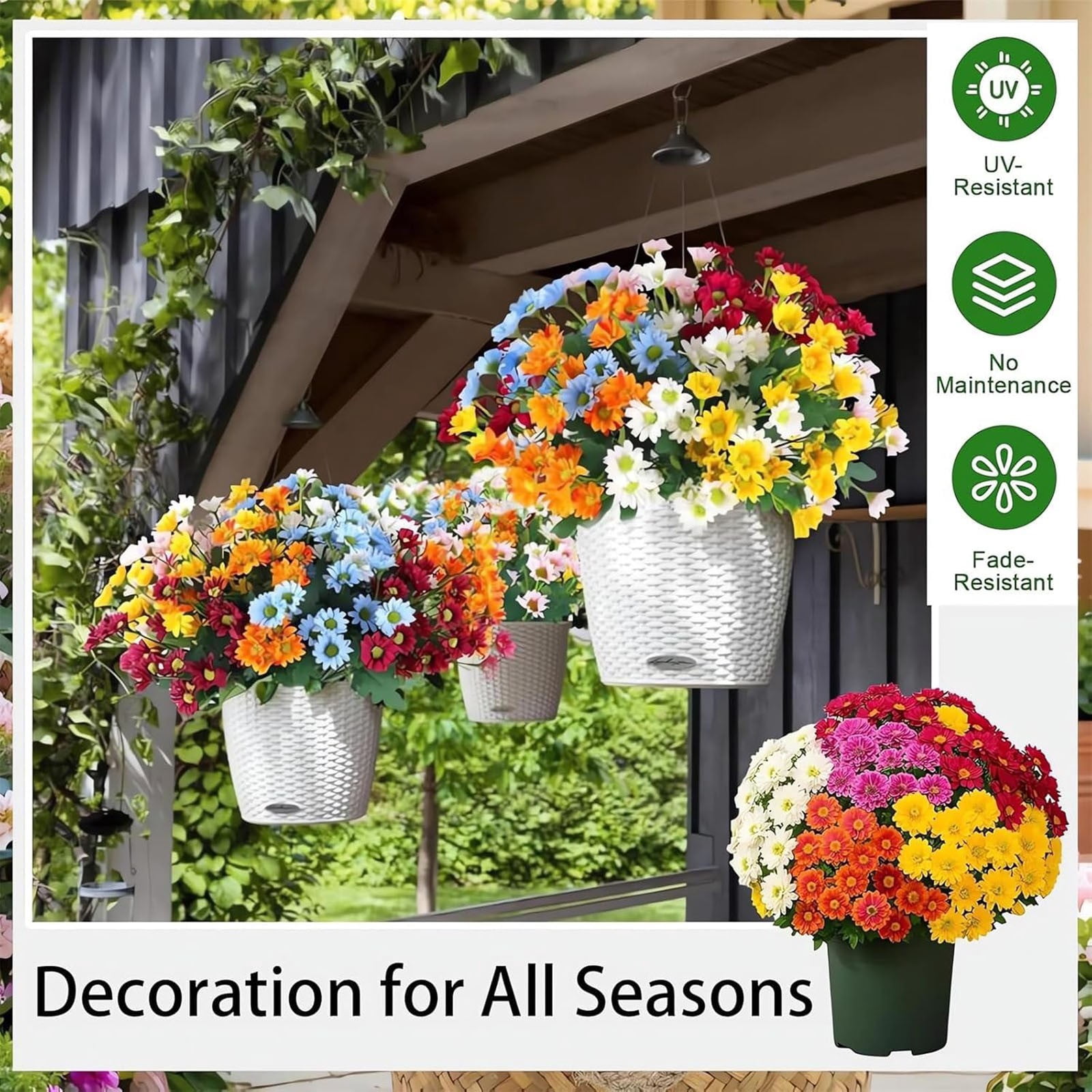 ZXNWN Big Deals! 10 Bundles Artificial Sunset Chrysanthemum Flowers for ...