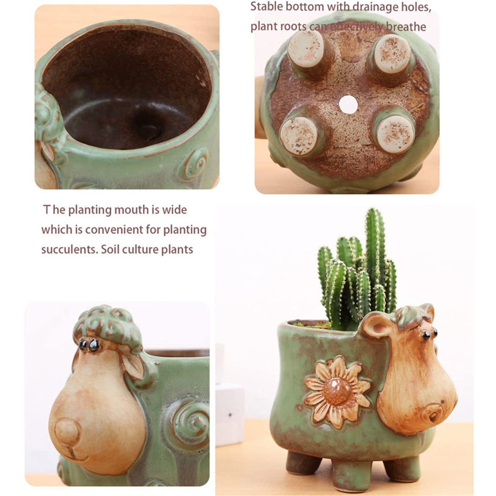 ZXNWN Big Deals! Small Succulent Pots With Ceramic Animal Planter ...