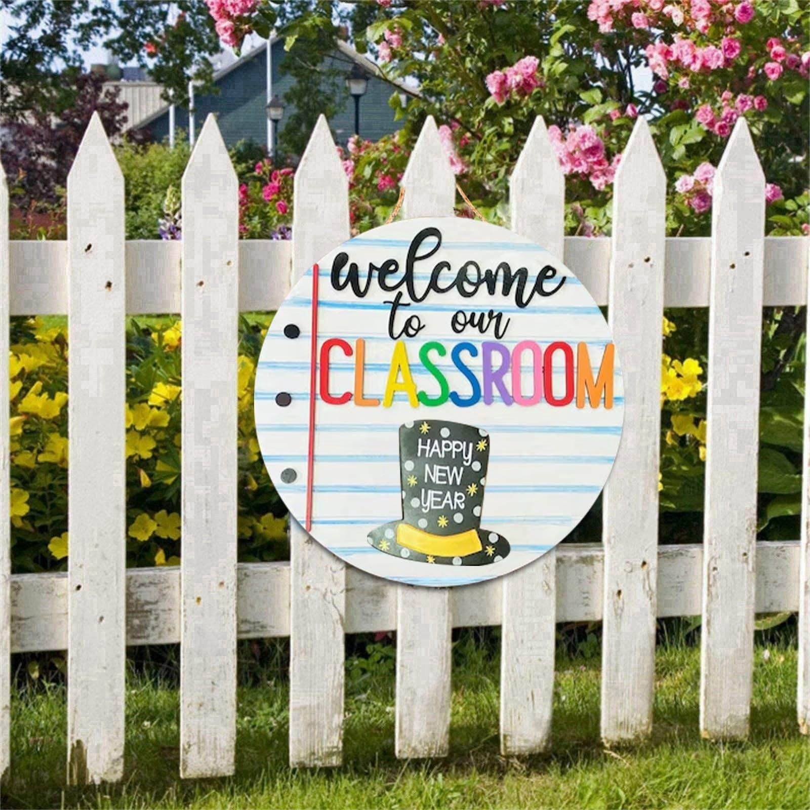 ZXNWN Clearance 2025 Interchangeable Welcome Classroom Door Sign Wooden ...