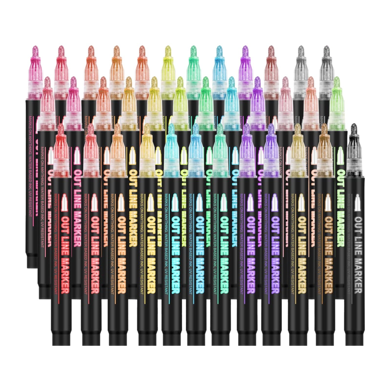 ZXNWN On Sale Double Line Outline Markers 36 Colors Super Squiggles ...