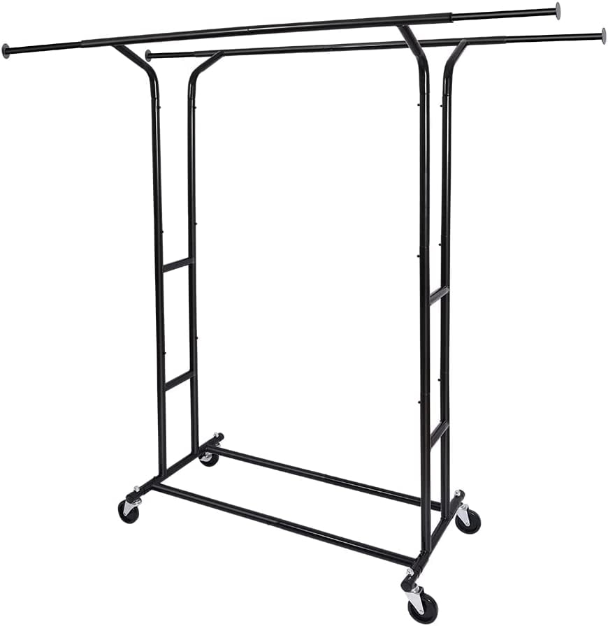 ZXNYH Heavy Duty Double Rod Clothing Garment Rack for Hanging Clothes ...