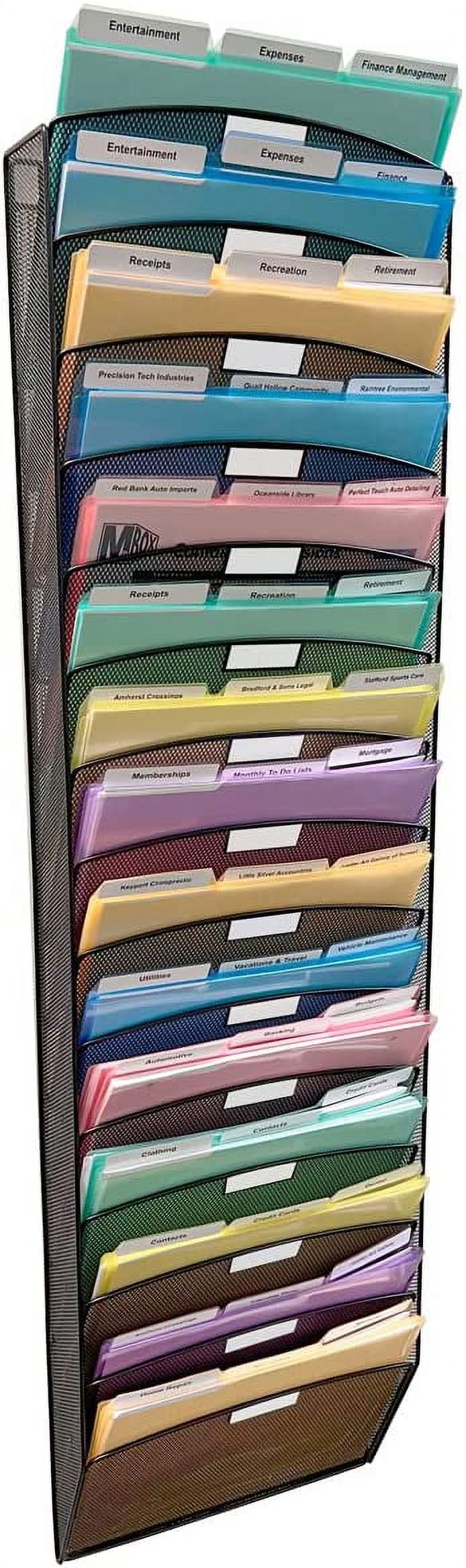 ZXNYH Mesh Wall File Organizer, 10 Tier Vertical Mount Hanging File Sorter. Multipurpose Display ...