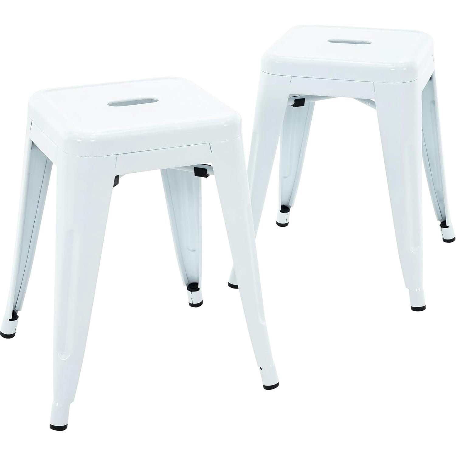 ZXXP 18 Inch Industrial Metal Stools Set of 2, Short Stackable ...