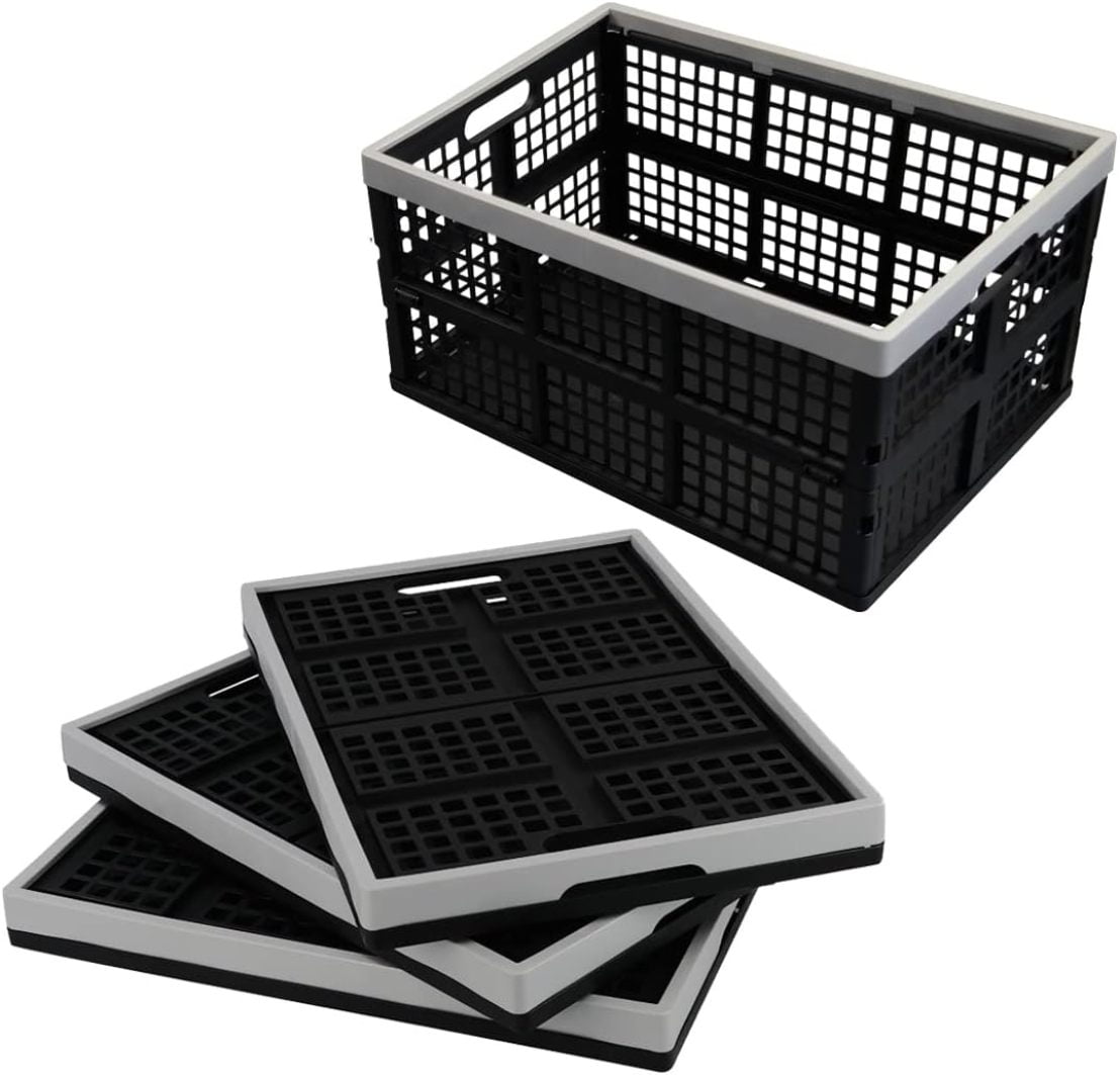 ZXXP 42 L Plastic Collapsible Storage Crate, Folding Milk Crate Storage ...