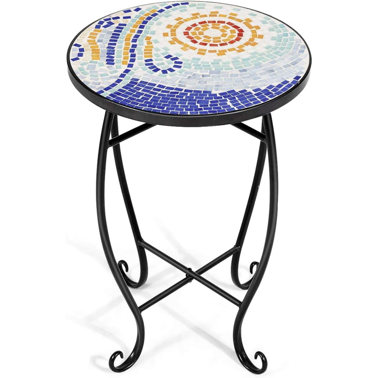 ZXXP Outdoor Side Table, Mosaic Patio Table, 14inch Accent Table Plant ...