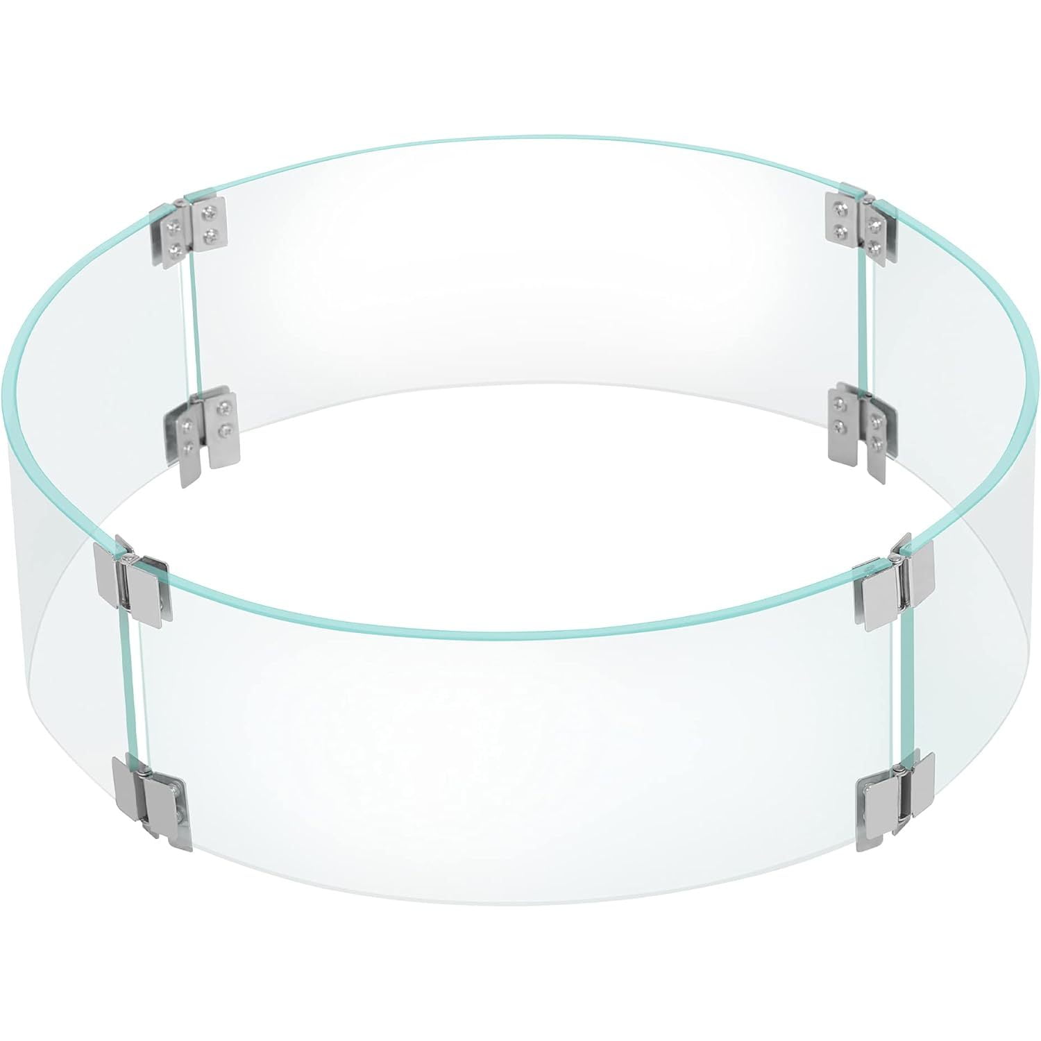 ZXXP Round Gas Fire Pit Glass Wind Guard, 20 x 6 inch Clear Tempered ...
